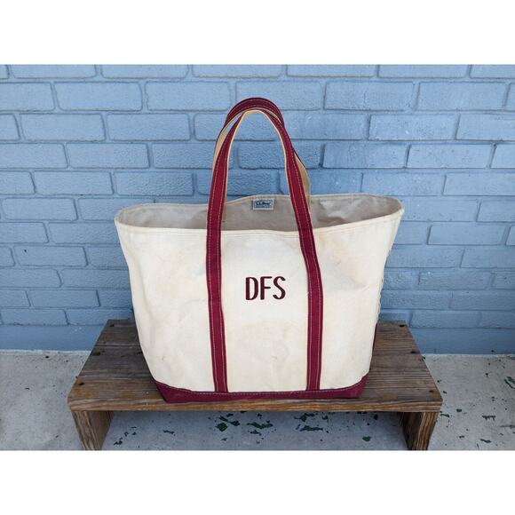 L.L. Bean | Bags | Vintage Ll Bean Boat Tote Canvas Bag Xl Red Maroon ...